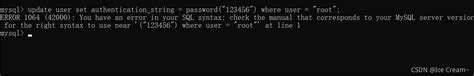 mysql 使用cmd修改root密码 报错error 1064 42000 you have an error in your sql syntax； check the manual