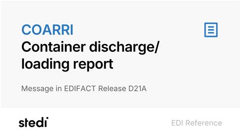 Edi Edifact Release D21a Coarri Container Dischargeloading Report Stedi