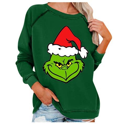 Dont Miss Out Gomind Womens Grinch Printed Crewneck Sweatshirts