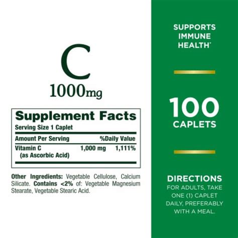 Natures Bounty Vitamin C 1000mg Immune Support Caplets 100 Ct Frys