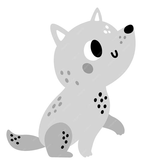 Premium Vector Cute Gray Puppy Funny Happy Wolf Animal
