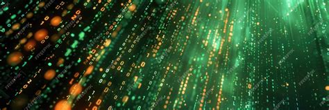 Premium Photo | Green Binary Data Flow Abstract Background