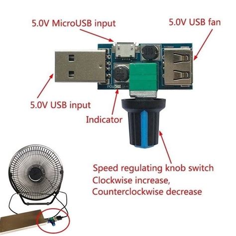 4 12v Micro Usb Fan Stepless Speed Controller Regulator Variable Switch Module Ebay Micro