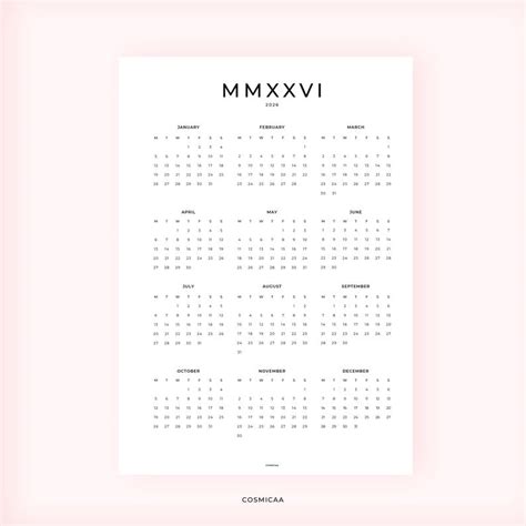 2026 Year At A Glance Planner Dashboard Minimal Yearly Overview