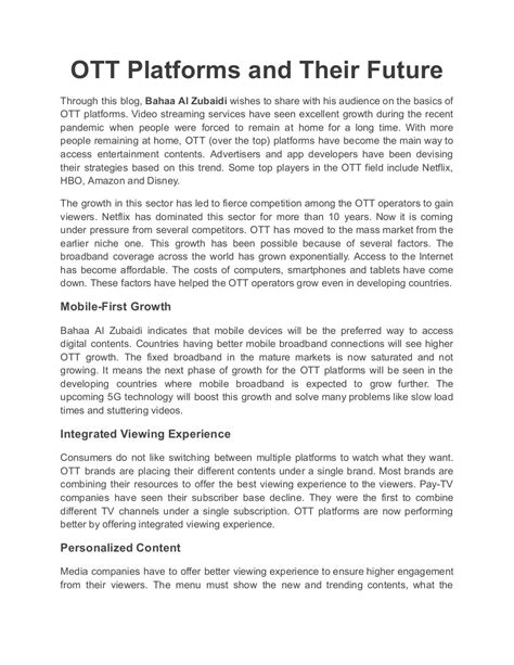 ott platforms and their future bahaa al zubaidi pdf