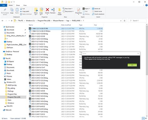 log browse error missing fmt message mission planner ardupilot