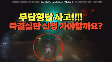 23718회 어두운 밤 검은 옷을 입고 무단횡단하는 사람과 사고가 났는데 경찰이 범칙금 4만원 부과했습니다 즉결심판 가야