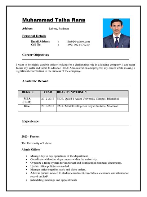 Muhammad Talha Rana Cv Pdf