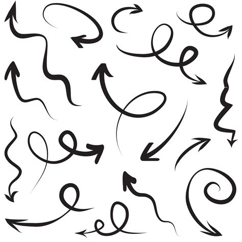 Hand Drawn Arrow Icons Set Isolated On White Background Doodle Vector