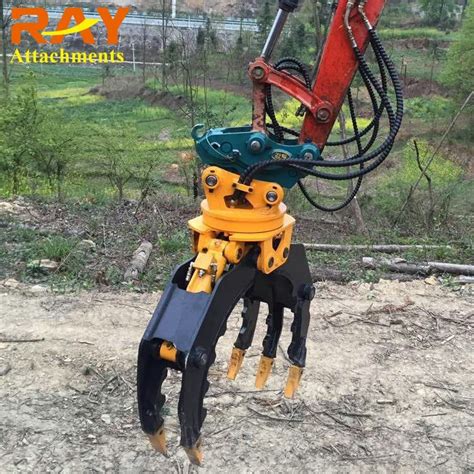 Excavator Attachment Hydraulic Rotating Grapple Log Grappler For Sale