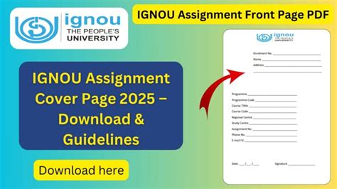 Ignou Assignment Cover Page 2025 Download And Guidelines