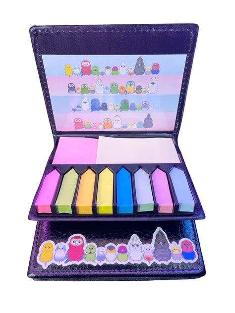 Artsy Bird Squad Sticky Note Set In Square Carry Case
