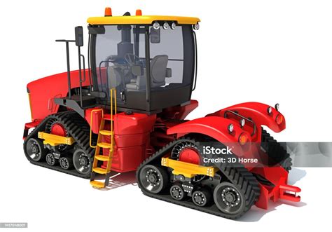 흰색 배경에 농장 트랙터 모델의 3d 렌더링 3차원 형태에 대한 스톡 사진 및 기타 이미지 3차원 형태 농부 농업 Istock