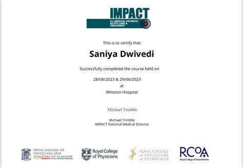 Dr Saniya Dwivedi On Linkedin Successfully Completed The Impact Course ️