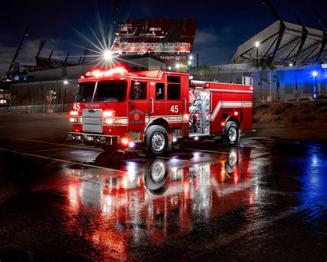 San Diego Fire Engine 45 At Snapdragon Stadium By Creigh Mcintyre