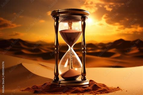 Sands Of Time Countdown An Hourglass Buried In The Shifting Sands Of A