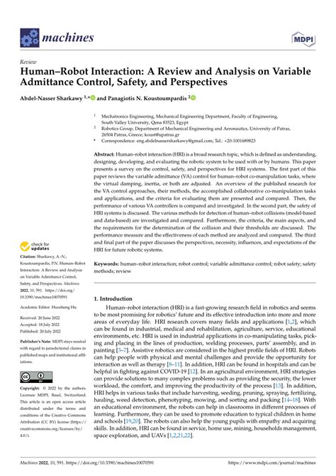 Pdf Human Robot Interaction A Review And Analysis On Variable