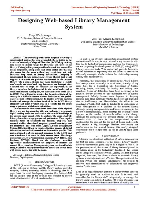 Designing A Web Based Library Management System To Digitize And Improve