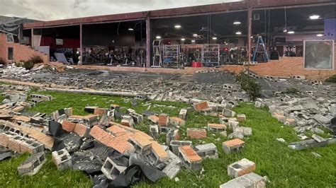 Powerful Winds Destroy Cinder Block Wall Of Gym In North Georgia