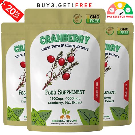 Cranberry Extract Capsules 20000mg Urinary Tract Uti Support