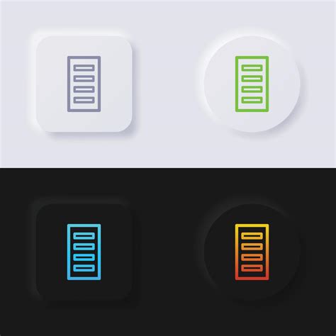 Server Icon Set Multicolor Neumorphism Button Soft Ui Design For Web