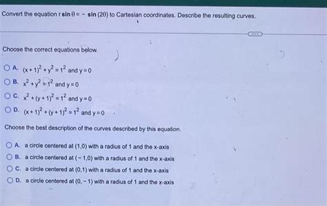 solved convert the equation rsinθ −sin 2θ to cartesian