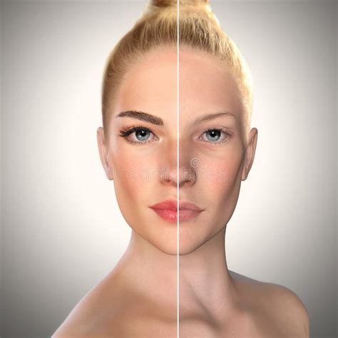 Composição Permanente A Cara Da Menina Antes E Depois Do Procedimento