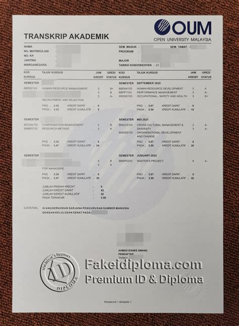 Where To Purchase Oum Academic Transcript In Malaysia Online