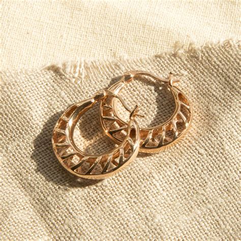 Sterling Silver Lattice Hoop Earrings By Martha Jackson Sterling Silver