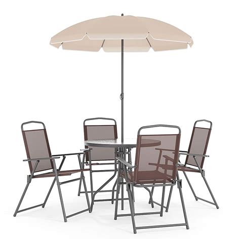 Flash Furniture Nantucket Outdoor Round Contemporary Metal 6 Piece