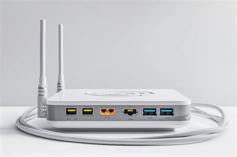 Premium Photo Connecting Ethernet Cable To Wireless Router For