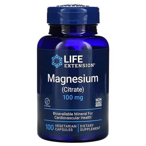 Купить Life Extension, магний (цитрат), 100 мг, 100 вегетарианских ...