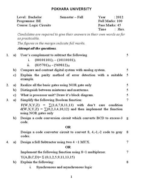 Logic Circuits 2012 Fall Pdf Logic Gate Computer Science