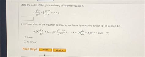 Solved State The Order Of The Given Ordinary Differential
