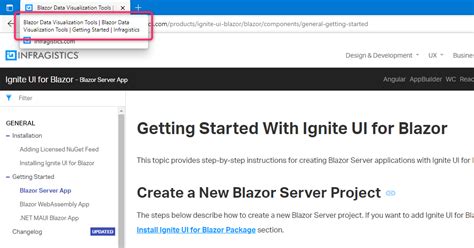 The Page Title Of The Getting Started Page For Ignite Ui For Blazor