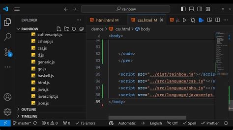 javascript rainbow coding syntax highlighter library for source code