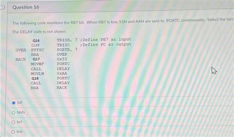 solved question 16 nthe following code monitors the rb7