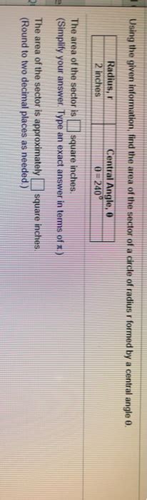 Solved Using The Given Information Find The Area Of The