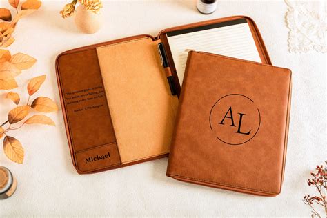 Personalized Leather Portfolio Fathers Day T Refillable Portfolio