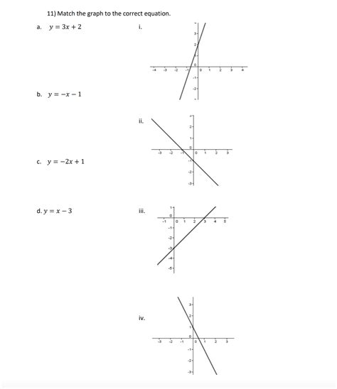 solved 11 match the graph to the correct equation y 3x 2