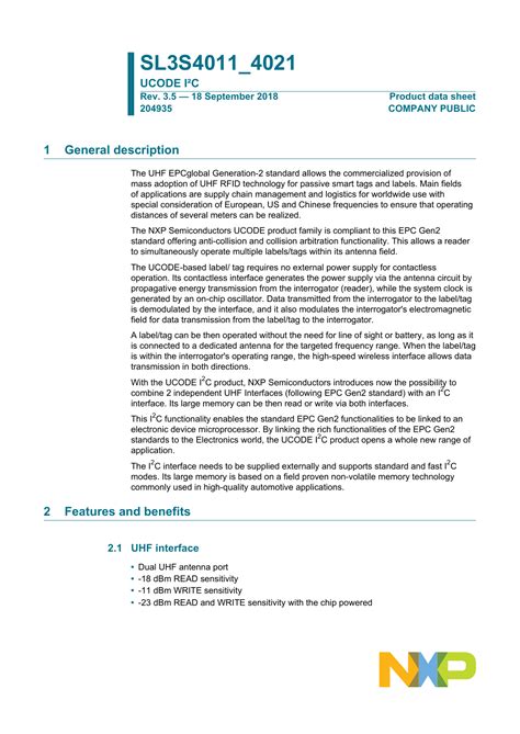 Nxp Ucode I2c Data Sheet Manualzz