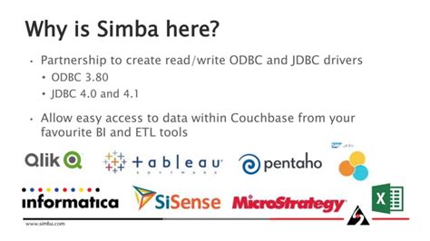 Bi Integration And Apps On Couchbase Using Simba Odbc And Jdbc Ppt