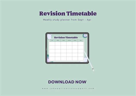 Revision Timetable Digital Download Fully Editable Study Planner For Exam Success
