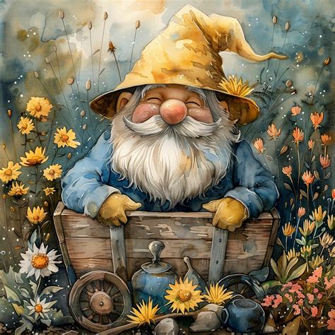 Download Garden Gnome Illustration Spring Fantasy Art Whimsical Gnome