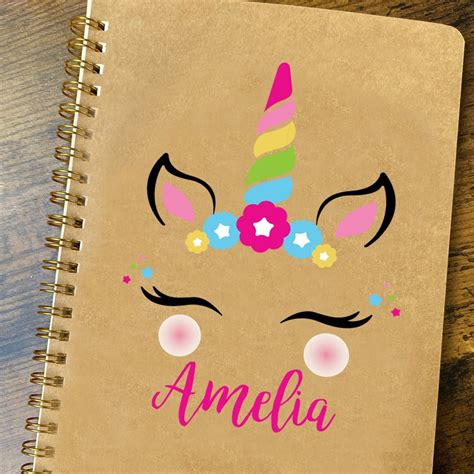 Personalized Unicorn Notebook Girls Lined Journal Custom Name Etsy