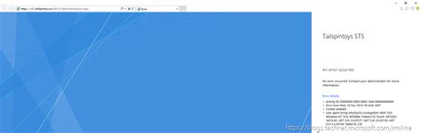 Testing AD FS Signon Page An Error Occurred Hello