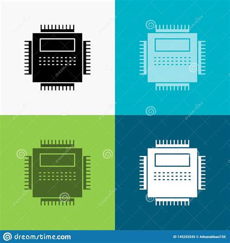 Processor Hardware Computer Pc Technology Icon Over Various