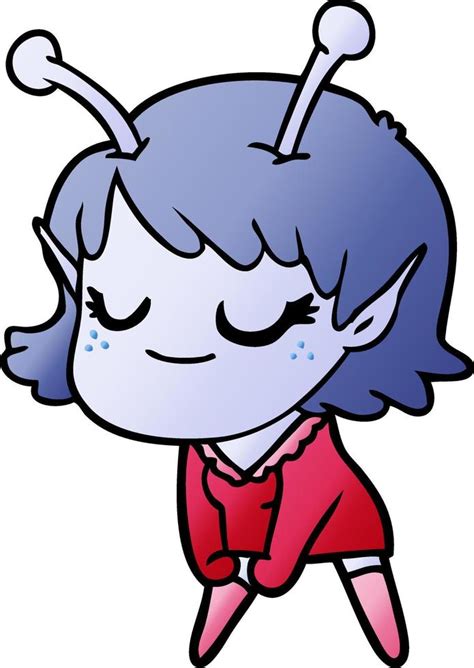 Smiling Alien Girl Cartoon 12427039 Vector Art At Vecteezy