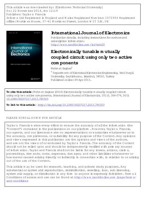 Pdf Electronically Tunable Mutually Coupled Circuit Using Only Two Active Components Dokumen
