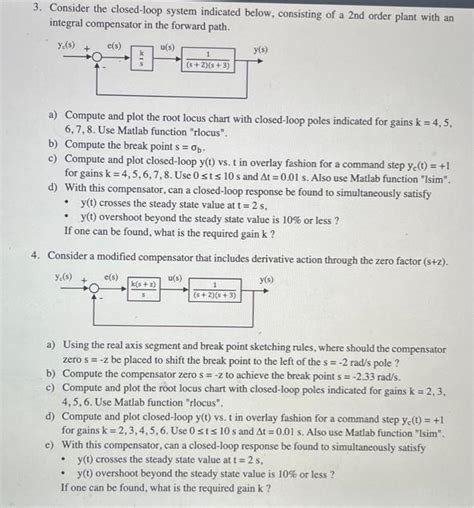 Solved Consider The Closed Loop System Indicated Below Chegg